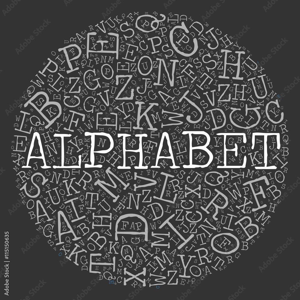 Alphabet circle theme with letter pattern on the background. Light ...