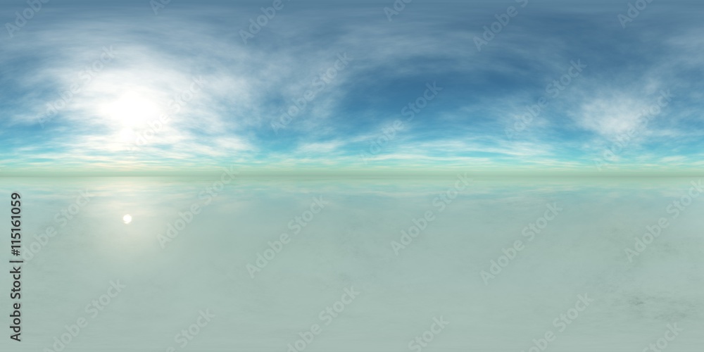 HDRI map, Environment map, panoramic, 3D rendering, sky and sea Stock ...