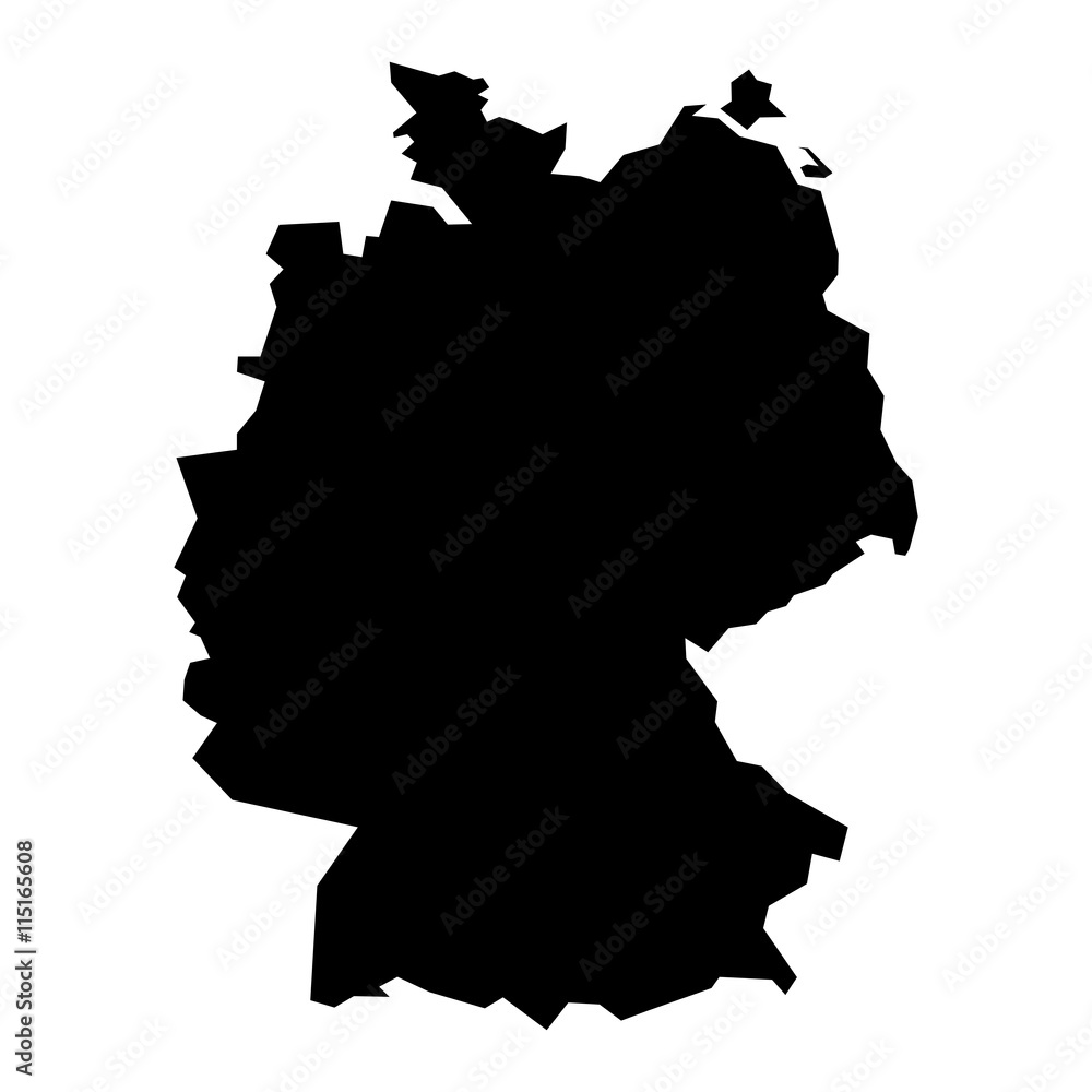 Black simplified flat silhouette map of Germany. Vector country shape ...