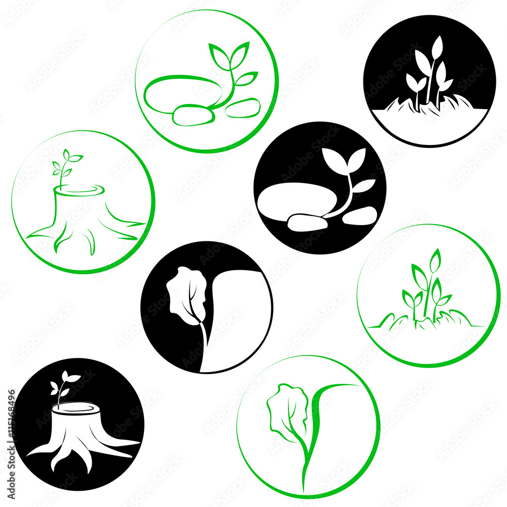 Set logos revival and lust for life of plants example Stock Vector ...