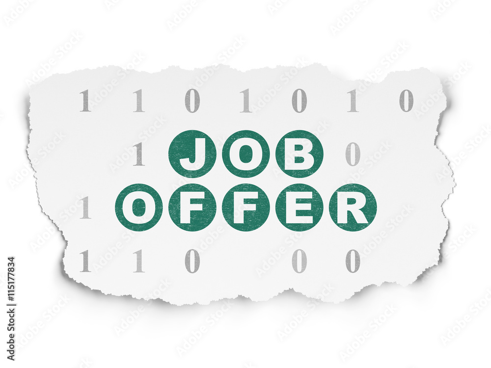 Business concept: Job Offer on Torn Paper background Stock Illustration ...