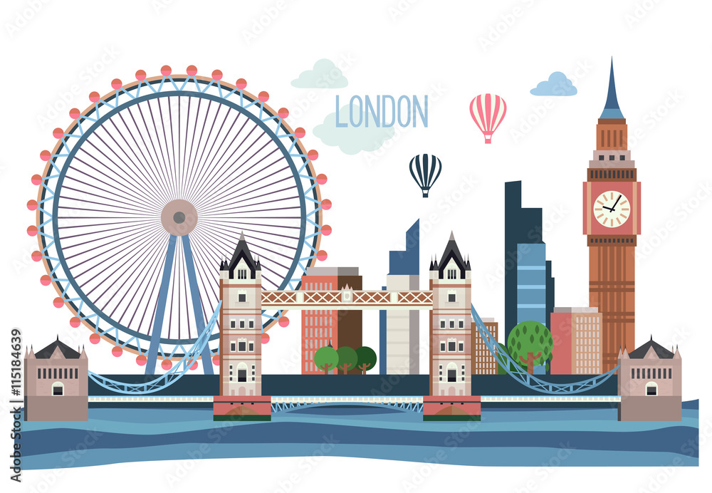 London Vector flat landscape . Stock Vector | Adobe Stock