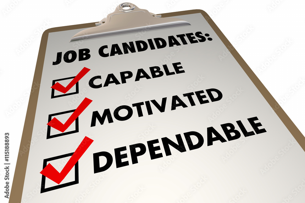 Job Candidates Qualities Requirements Interview Checklist 3d Ill Stock ...