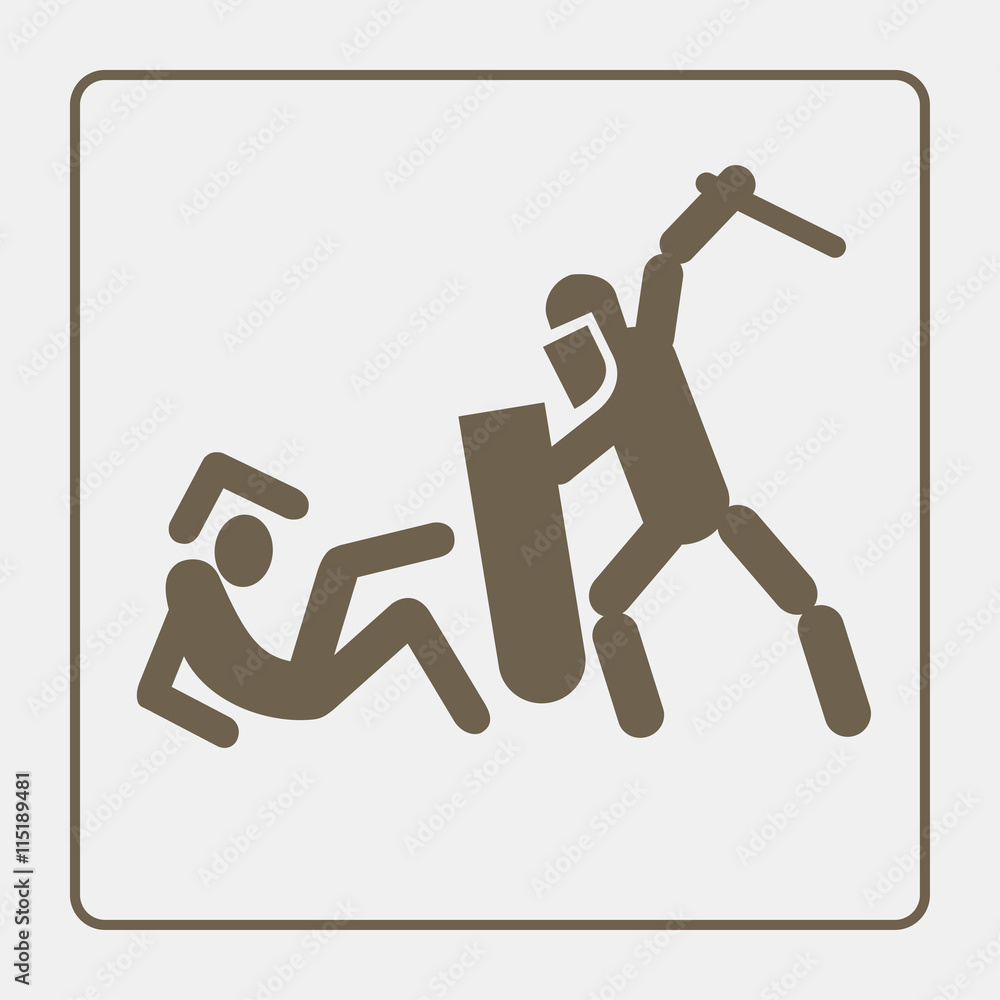 Police violence icon (pictogram). Flat vector design on isolated ...