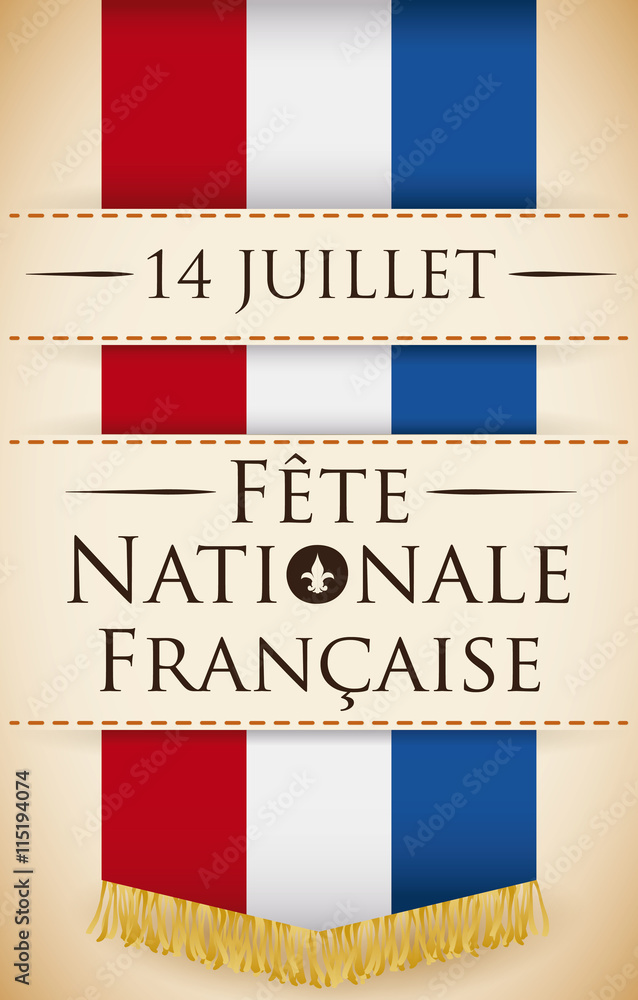 Poster with Long France Flag Commemorating French National Day, Vector ...