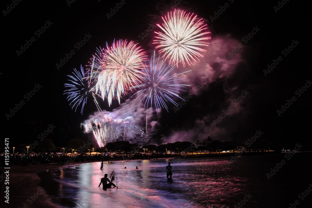 Fireworks light up the sky during Hawaii’s largest fireworks display on ...