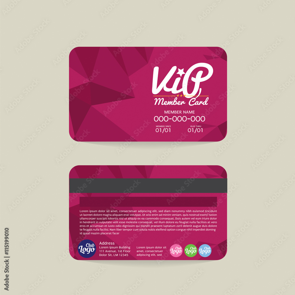 Front And Back Modern Geometric Purple VIP Member Card Template Vector ...