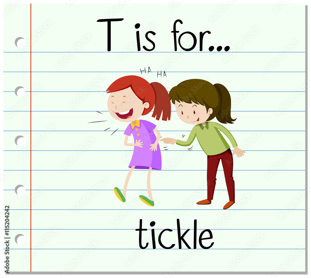 Flashcard letter T is for tickle Stock Vector | Adobe Stock