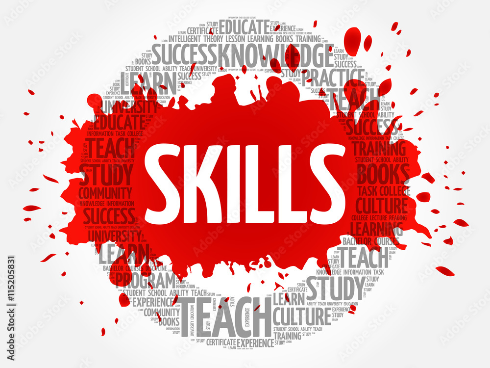 SKILLS word cloud collage, education concept background Stock Vector ...