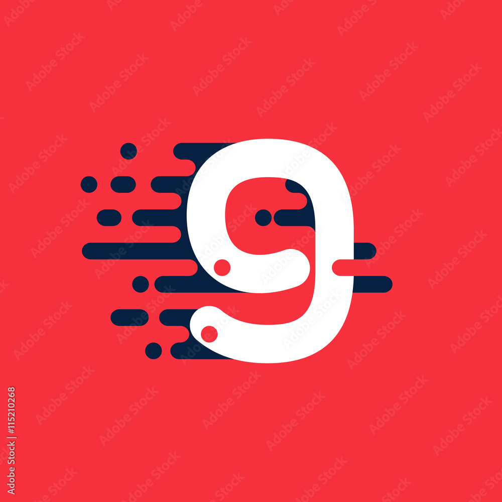 Number nine logo with fast speed lines. Stock Vector | Adobe Stock