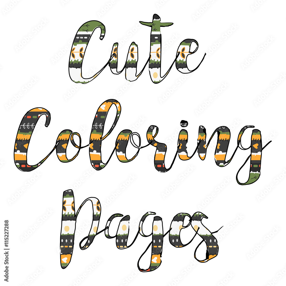Vector Cute coloring pages patterned lettering isolated on white ...