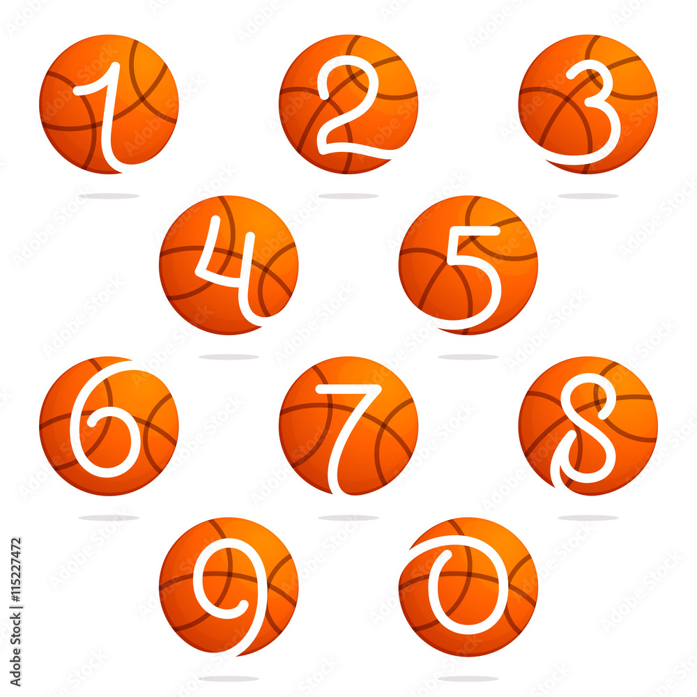 Number logo with basketball ball. Stock Vector | Adobe Stock
