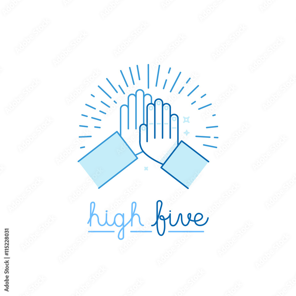 Vector illustration in flat style - high five Stock Vector | Adobe Stock