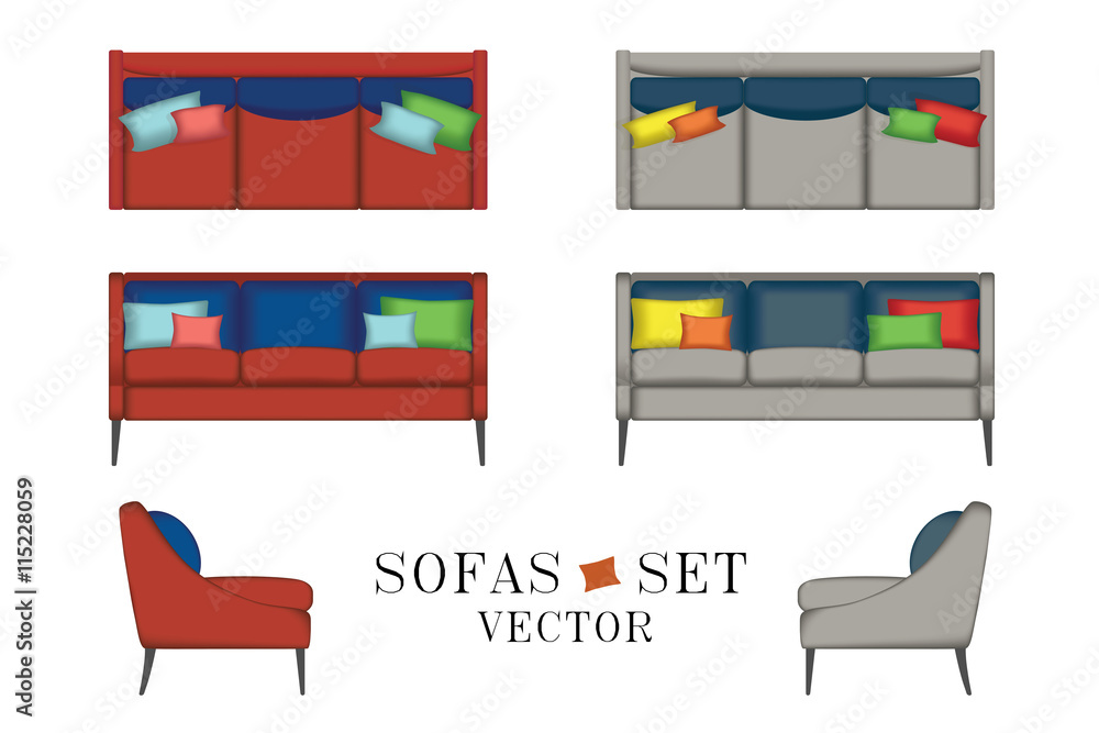 Sofas Set. Furniture for Your Interior Design. Vector Illustration. Top ...