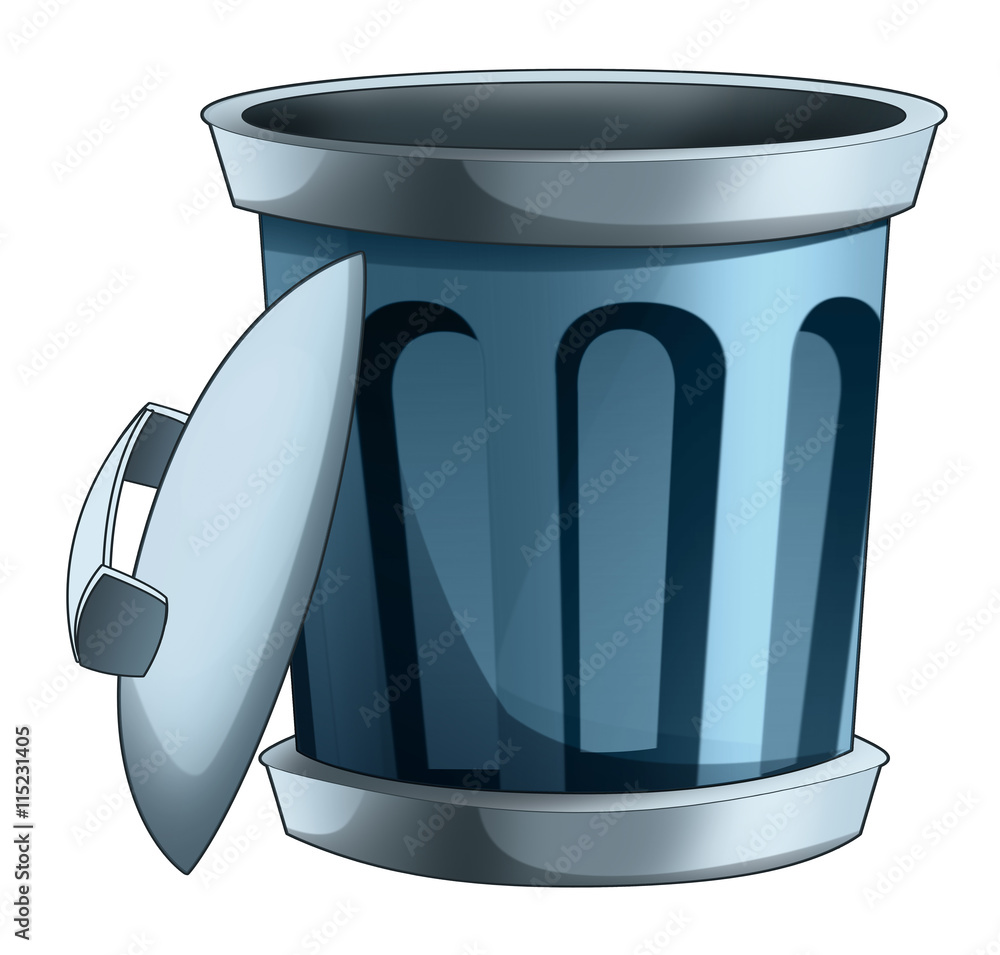 Cartoon trash container - isolated - illustration for children Stock ...