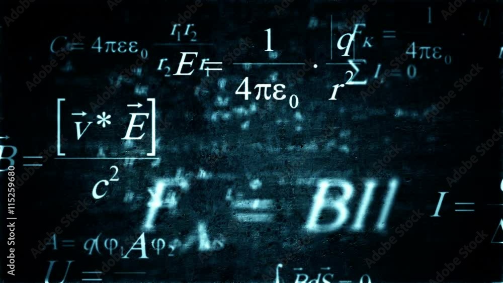 Green blue Physics and Mathematics formulas flying though.Best for ...