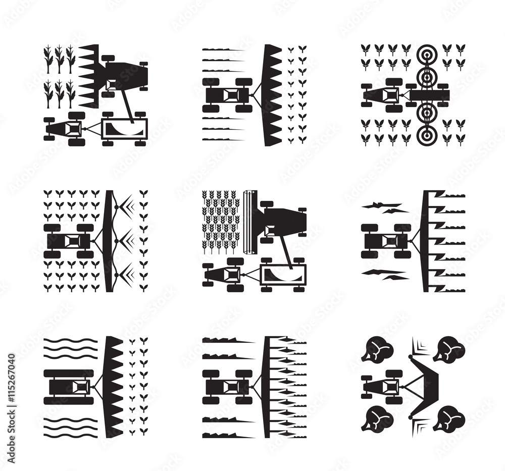 Crop growing and harvesting of agriculture - vector illustration Stock ...