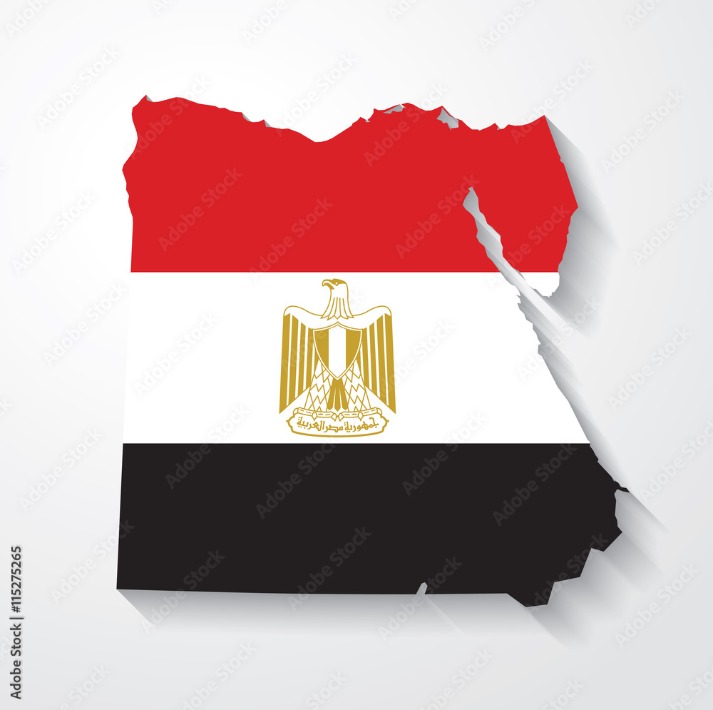 Vector flag map of Egypt with cast shadow effect Stock Vector | Adobe Stock