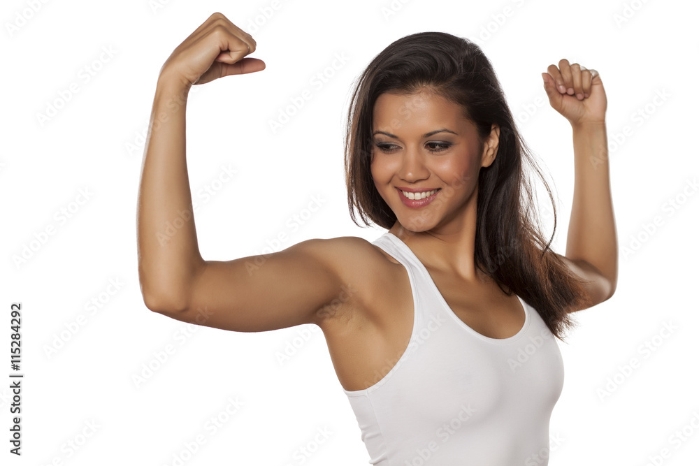 young beautiful woman showing her beautiful arms Stock-Foto | Adobe Stock