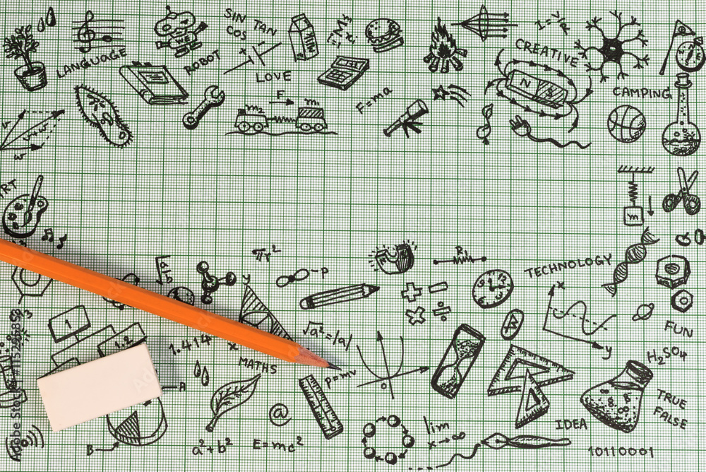 Education sketch design on notebook with copy space. Education concept ...