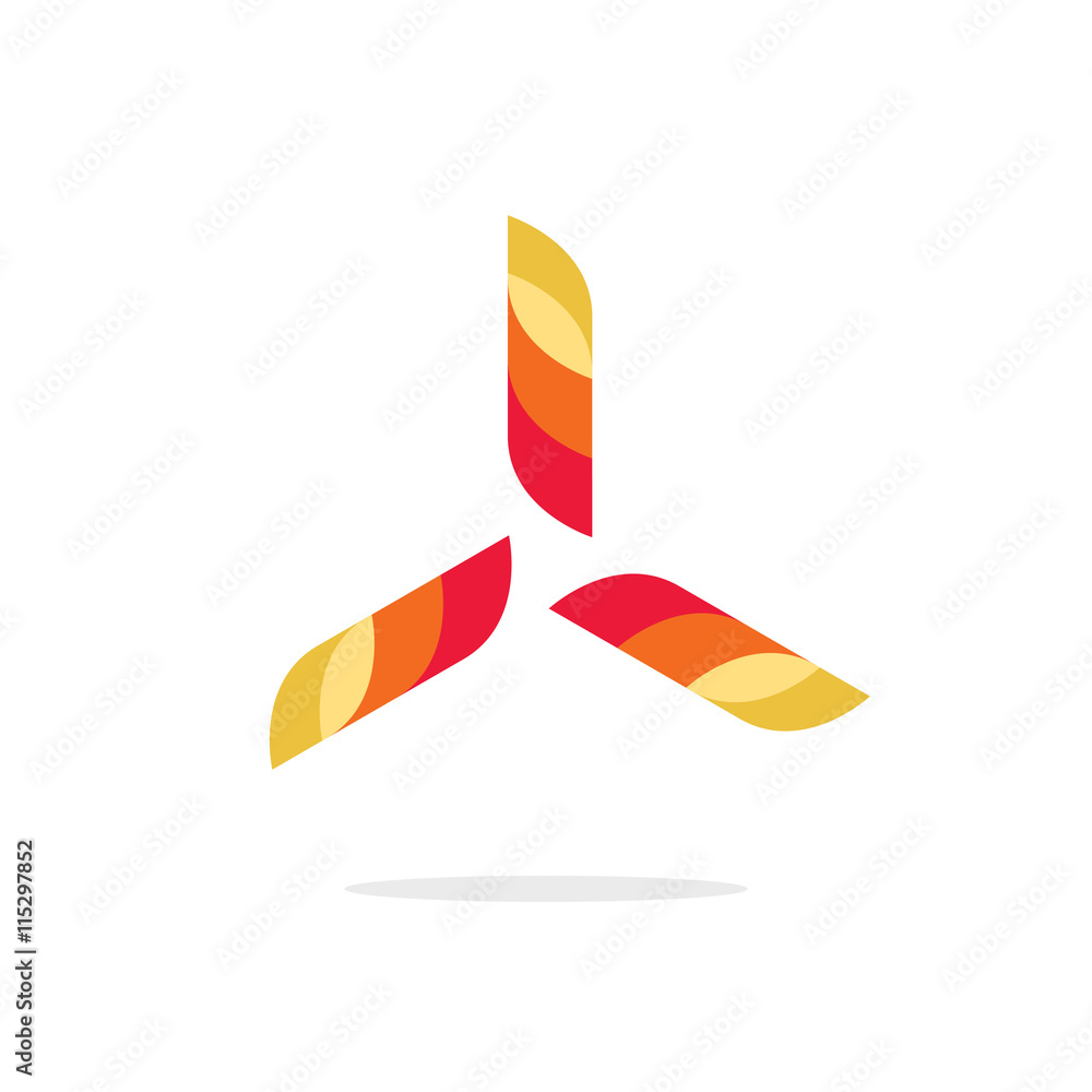 Abstract propeller vector logo sign, concept of wind turbine power ...