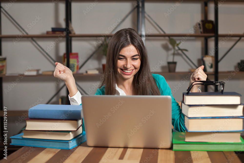 About work woman is happy Stock Photo | Adobe Stock