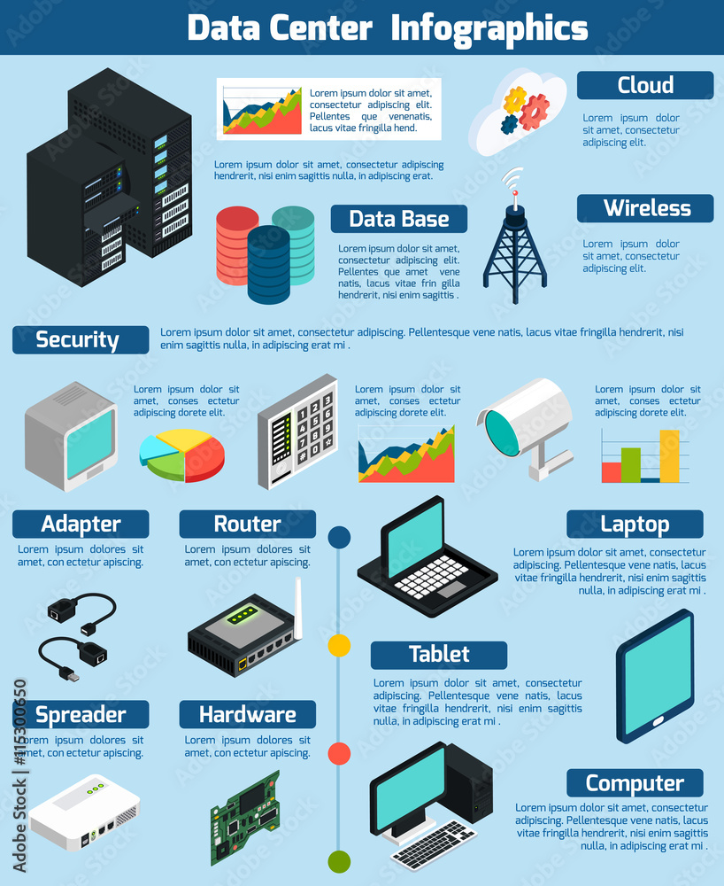 Data Center Isometric Infographics Stock Vector | Adobe Stock