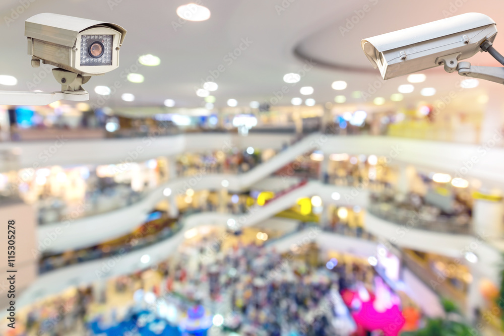 CCTV or surveillance camera recording inside the shopping mall to the ...
