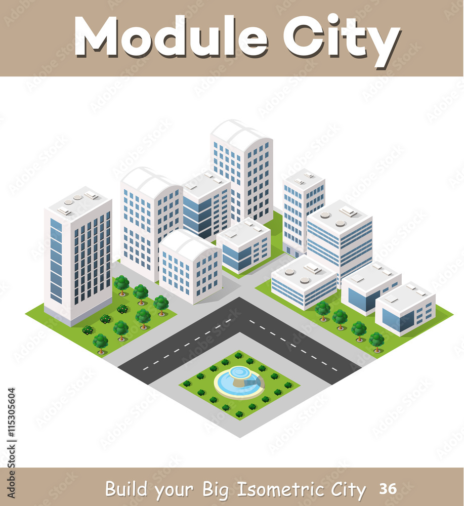 Flat isometric map, landscape city, building skyscraper, picture of the ...