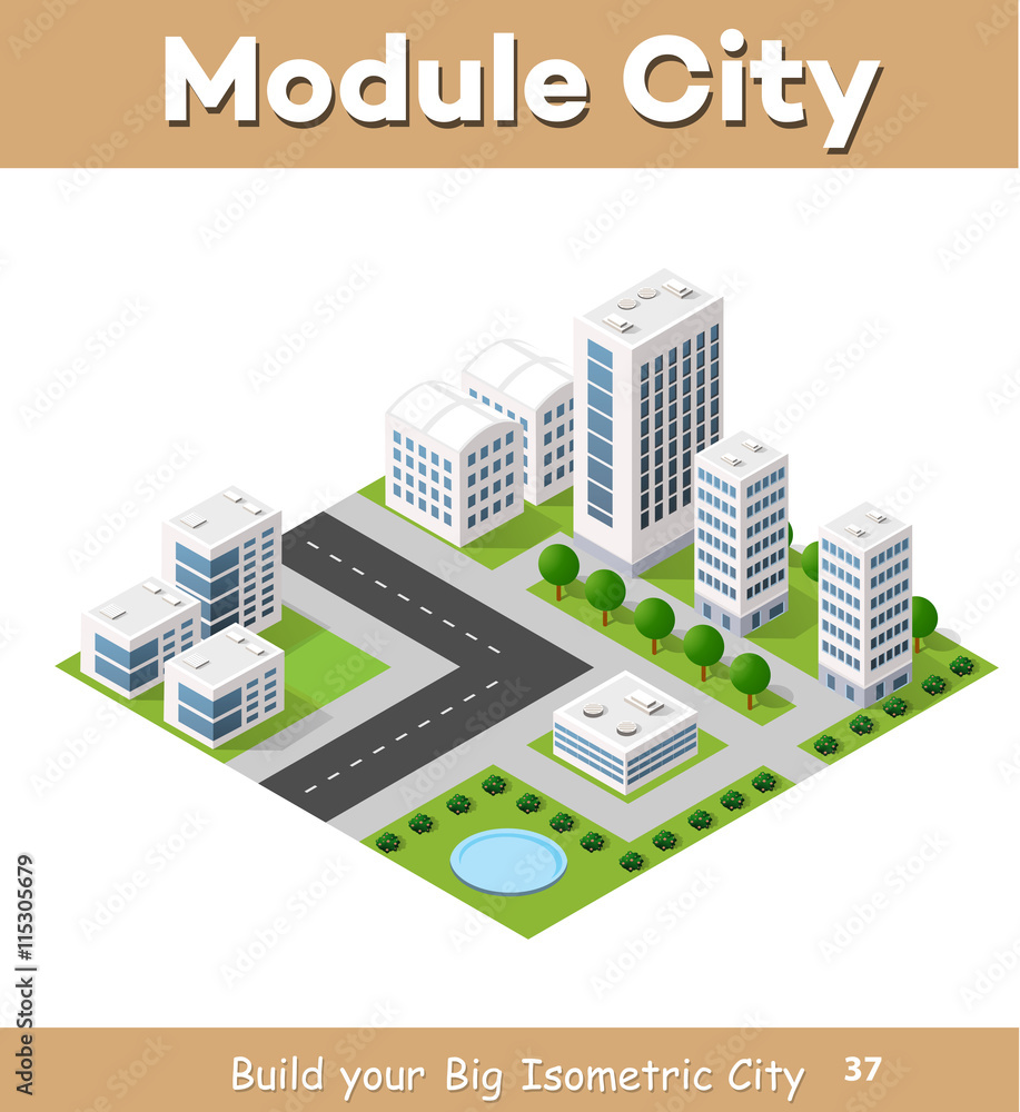 Flat isometric map, landscape city, building skyscraper, picture of the ...