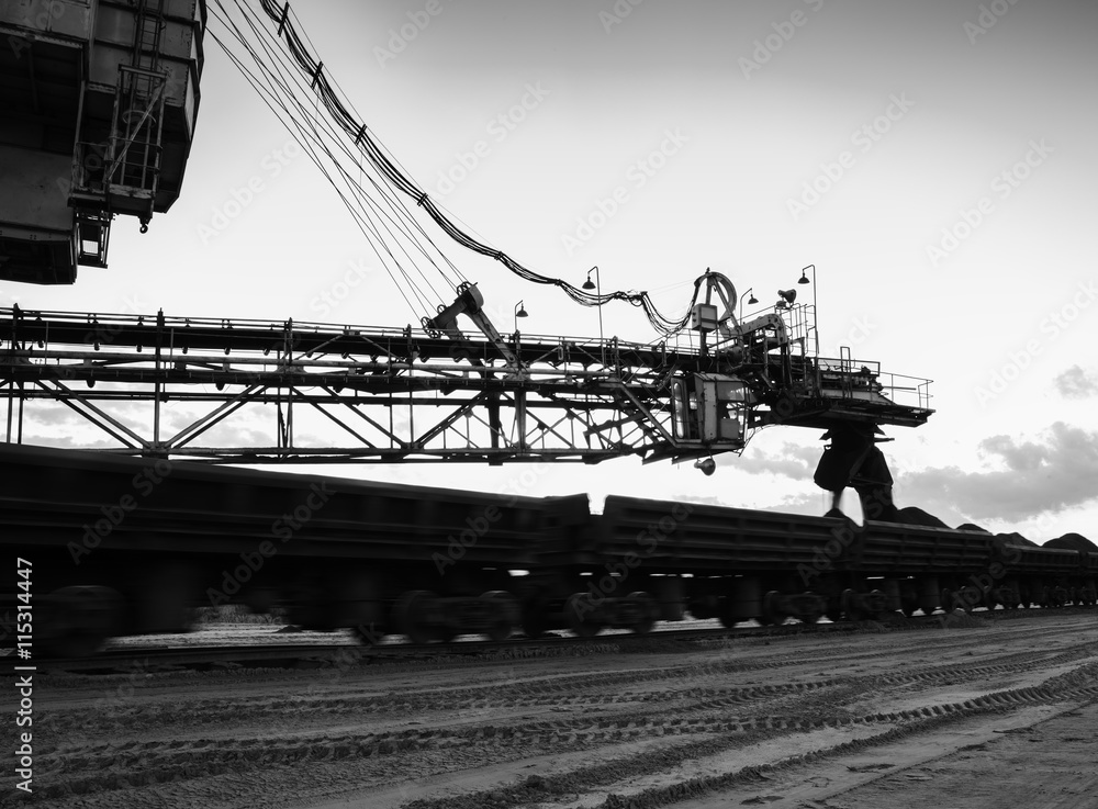 Horizontal black and white loading industrial process background Stock ...