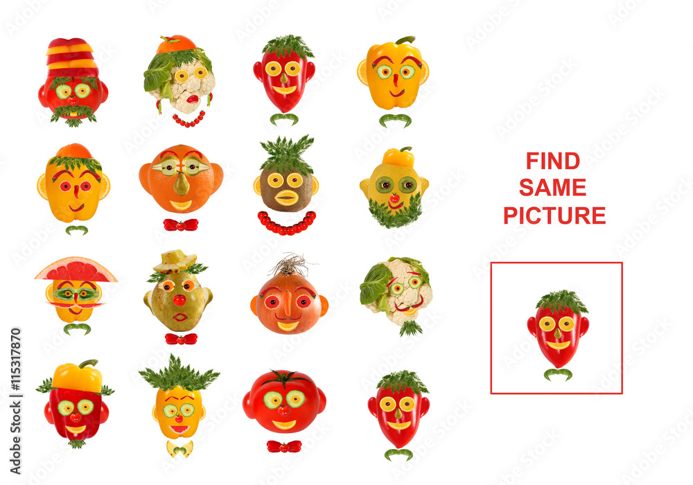 Cartoon Illustration of Finding the Same Picture. Educational Stock ...