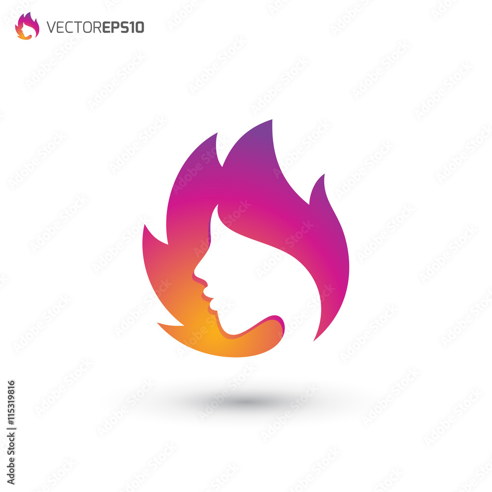 Woman Fire Logo Stock 벡터 | Adobe Stock
