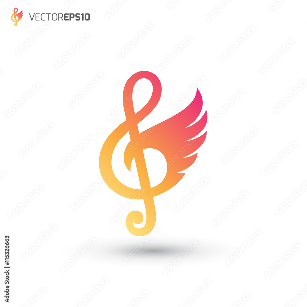 Music Note Wing Logo Stock Vector | Adobe Stock