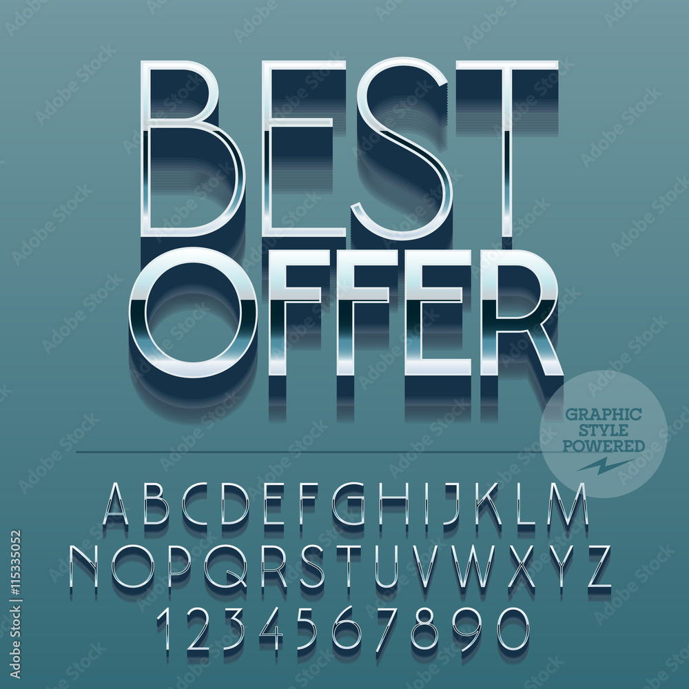 Set of slim reflective alphabet letters, numbers and punctuation ...