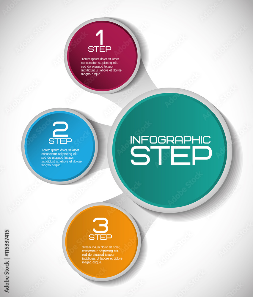 Data and steps represented by multicolored infographics labels icon ...