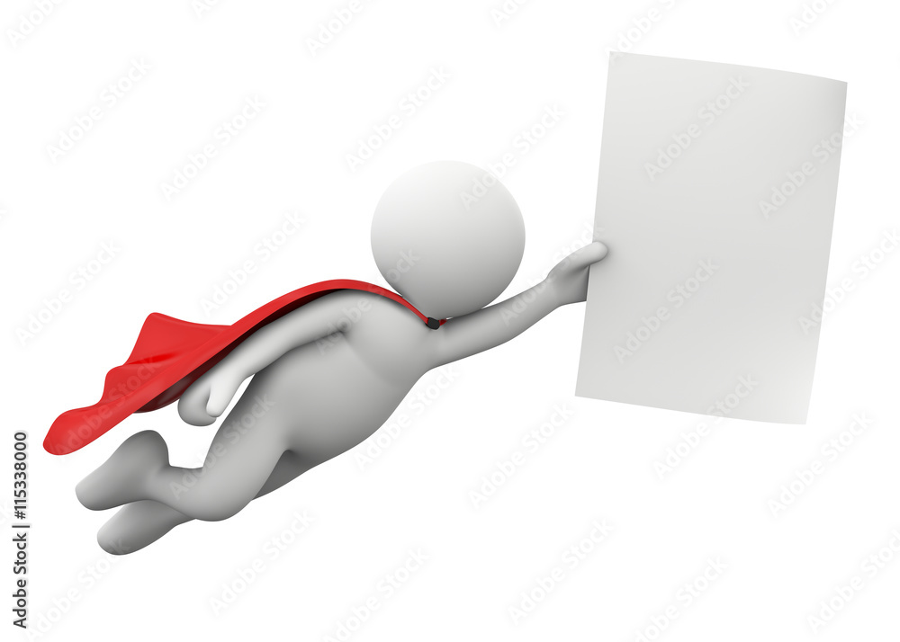 omino 3d che vola con foglio comunicazione ilustração do Stock | Adobe ...