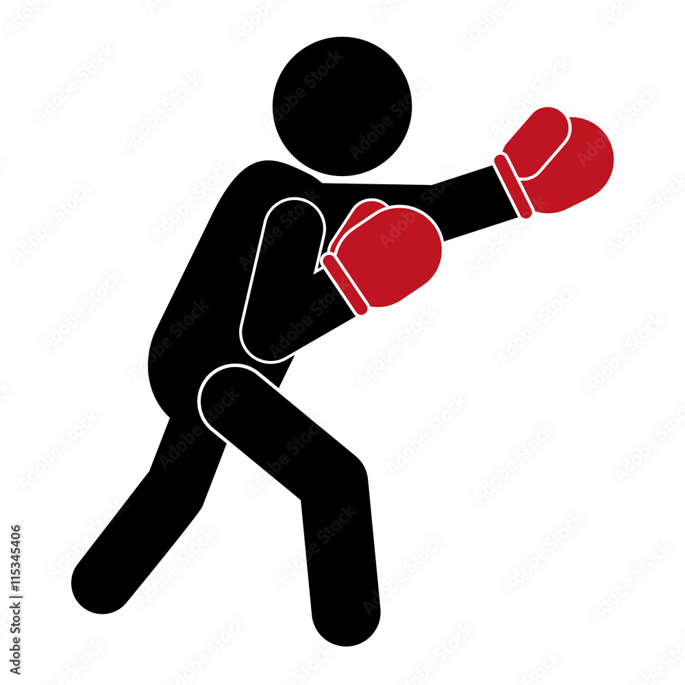 simple flat design boxing person pictogram icon vector illustration ...