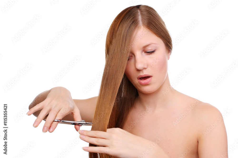 woman with scissors Stock Photo | Adobe Stock