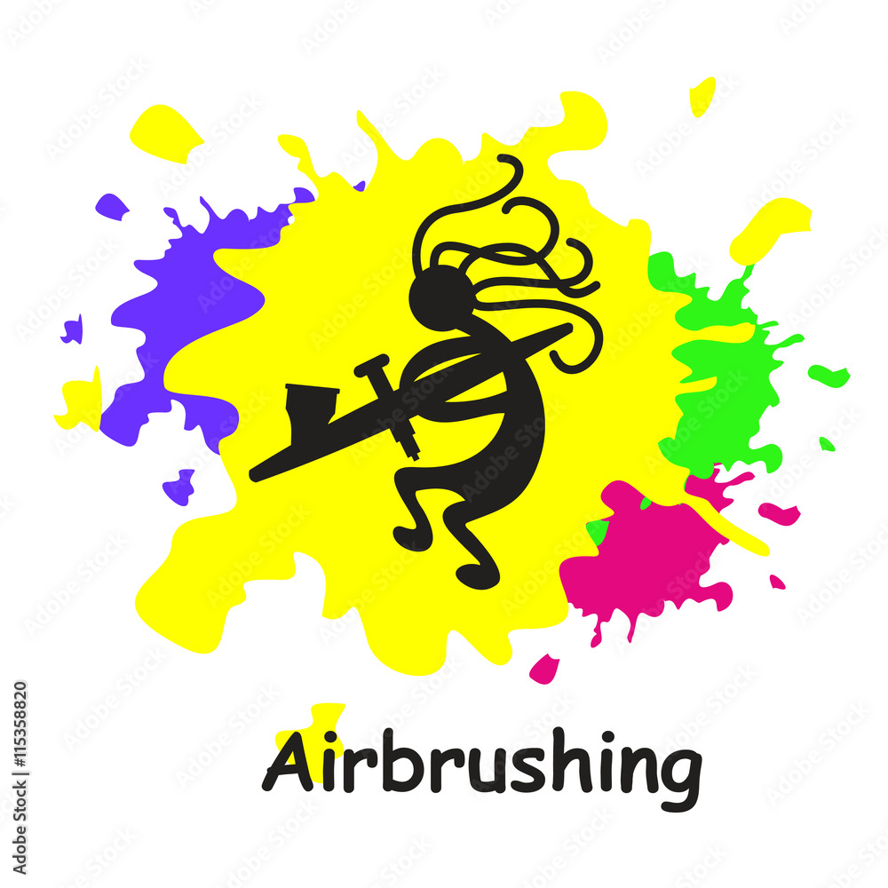 Airbrushing, vector icons, logo. The artist with the airbrush on Stock ...