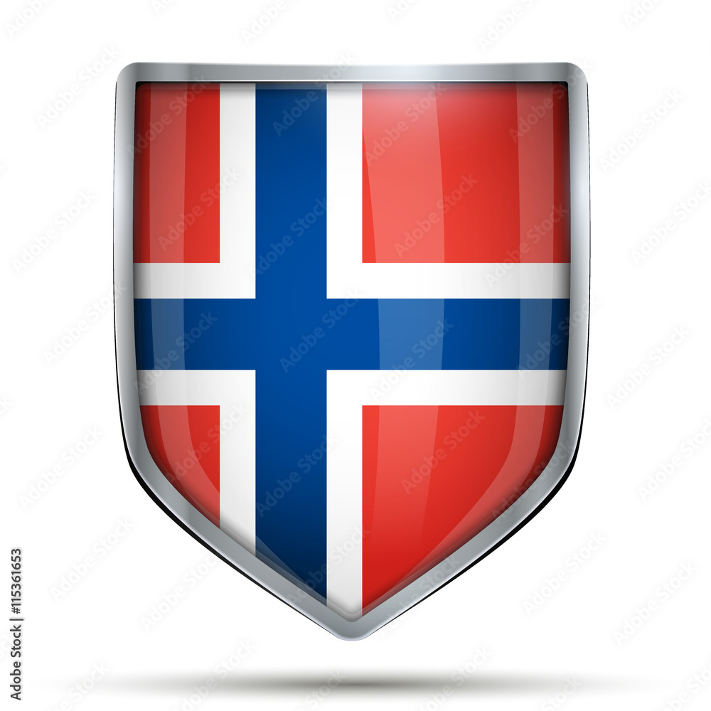 Shield with flag Norway vector de Stock | Adobe Stock