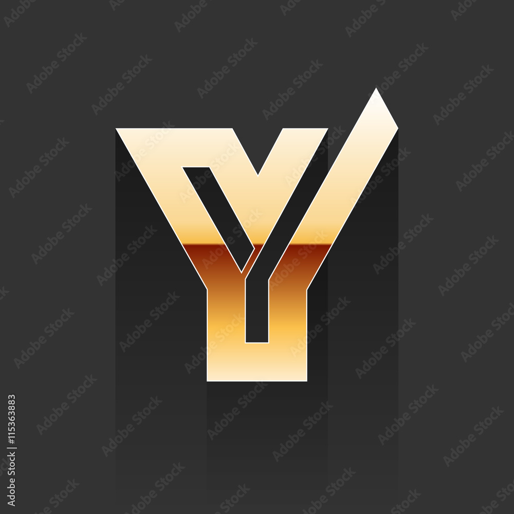 Vector Gold Letter Y Shape Logo Element Stock Vector | Adobe Stock