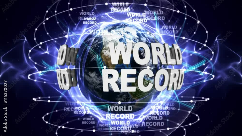 WORLD RECORD Text Animation with Keywords and Earth, Loop, 4k Stock ...