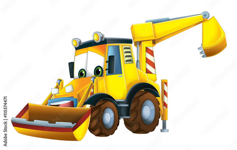 Cartoon funny excavator - isolated - illustration for children Stock ...