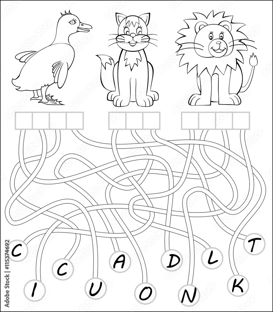 Educational page for children with exercises for study English words ...