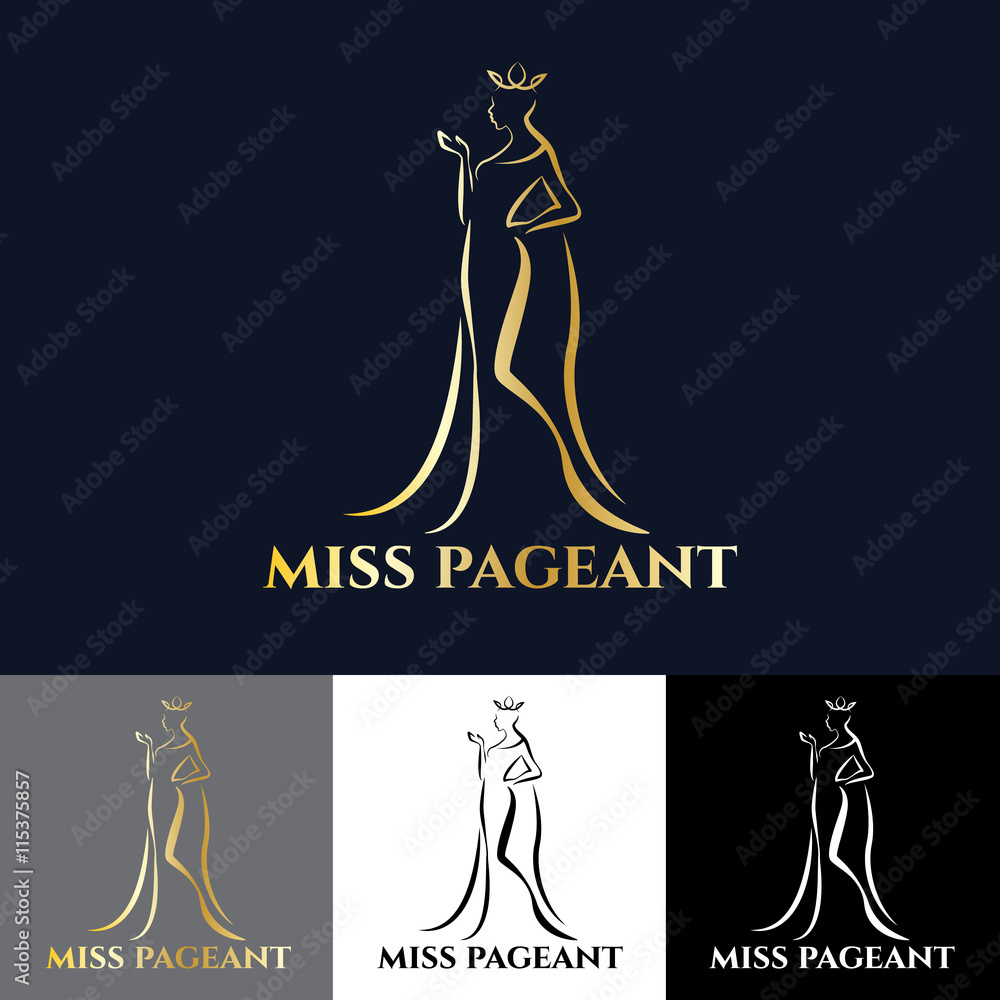 Gold miss lady logo for pageant vector art design Stock Vector | Adobe ...