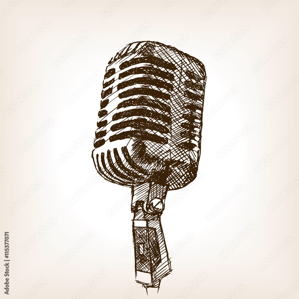 Vintage Microphone Drawing