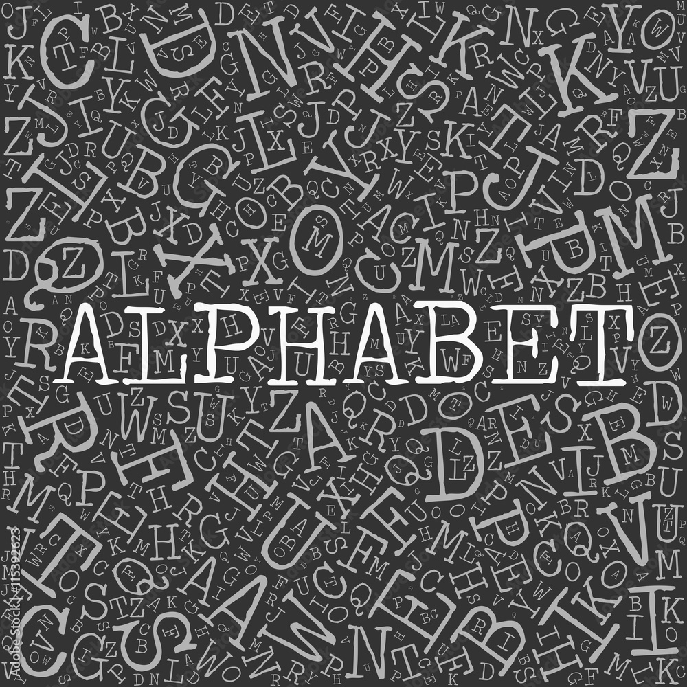 Alphabet theme with letter pattern on the background. Light vector ...