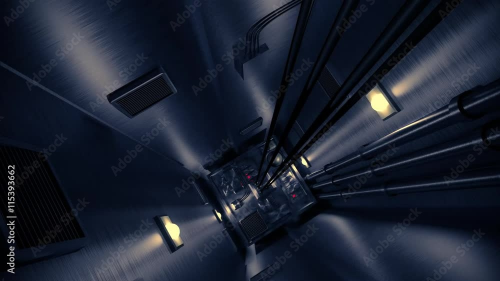 Elevator shaft lift shaft bunker vault safe nuclear machinery 4k Stock ...