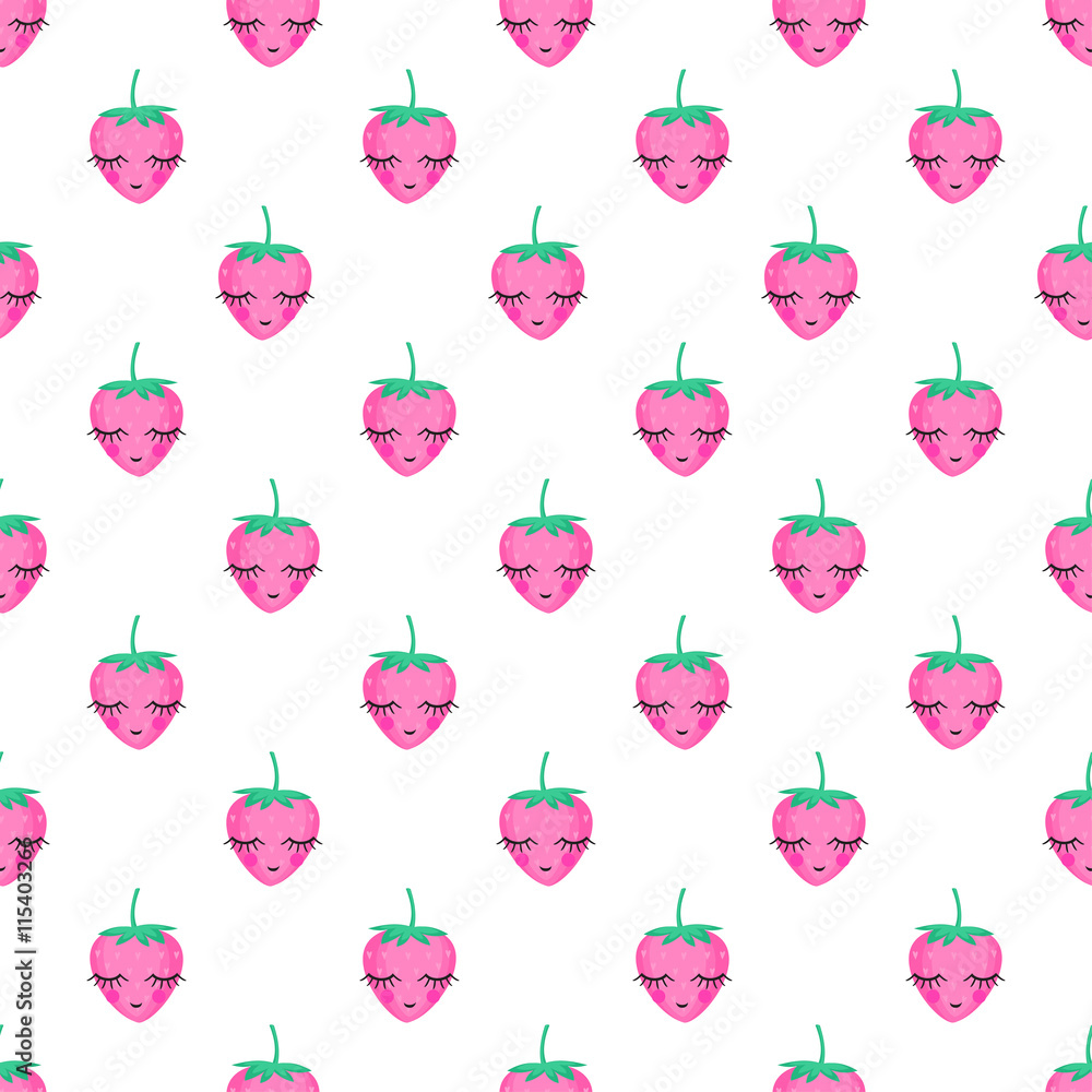 Seamless background with tiny strawberries. Cute vector strawberry ...